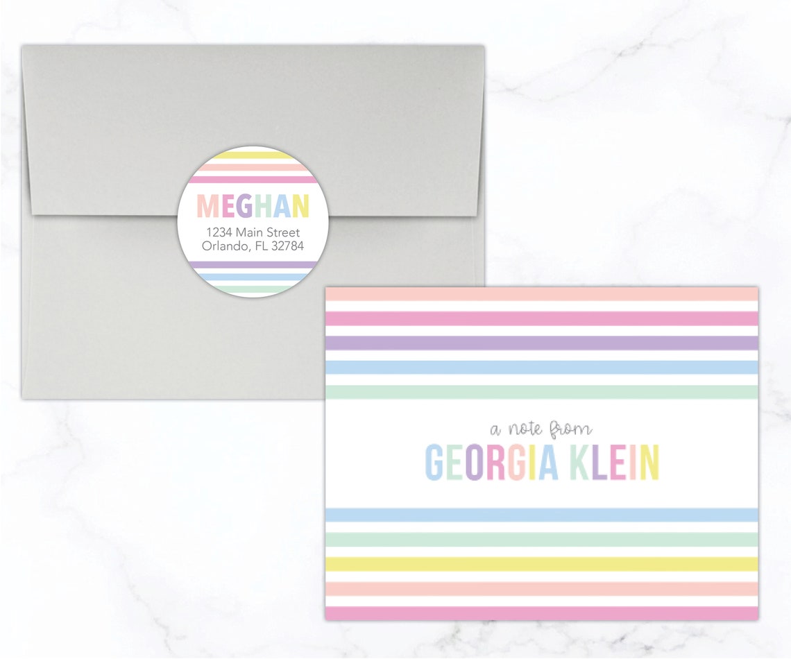 Pastel Rainbow Stationery Set Personalized Stationary | Etsy