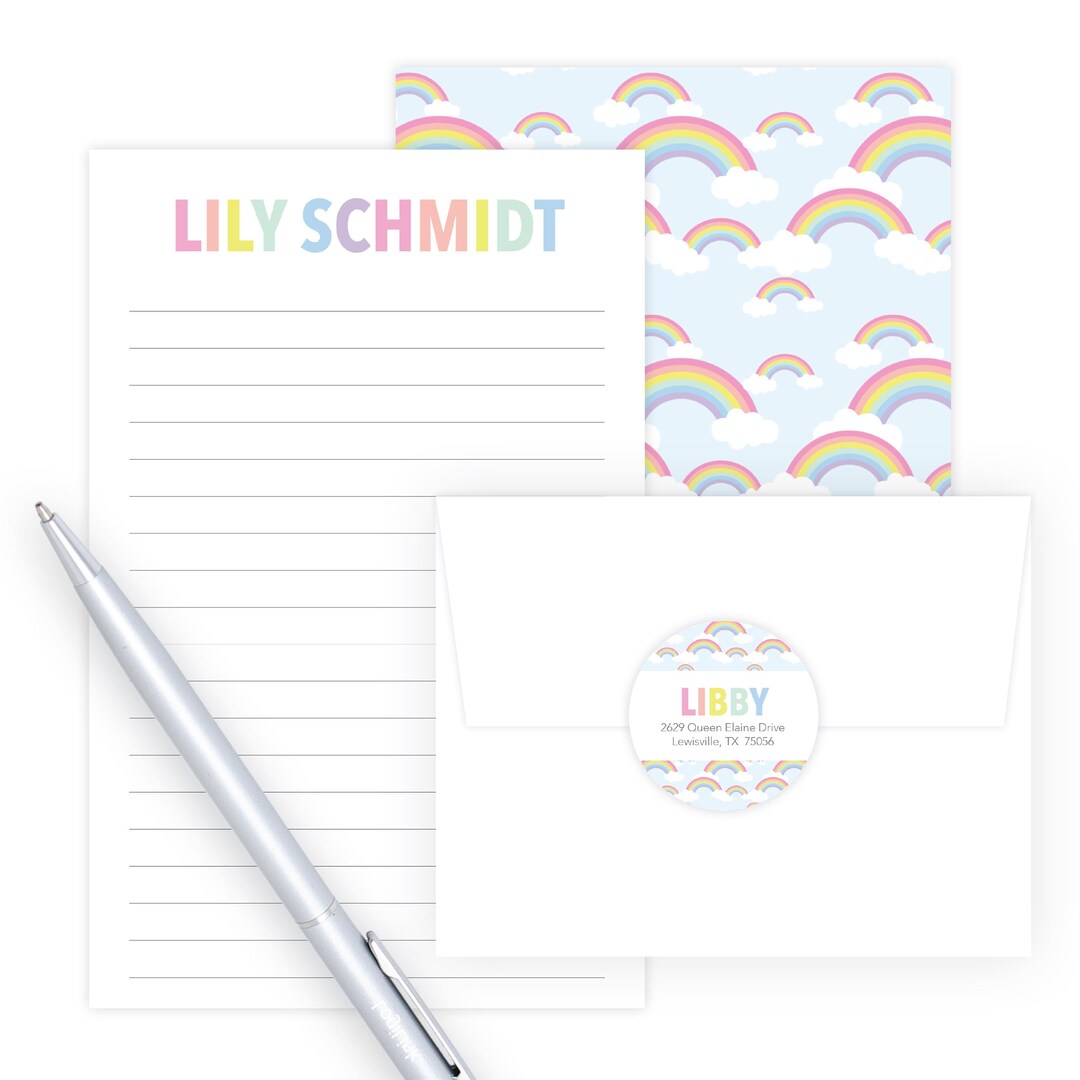 Kids Letter Writing Set | Girls Stationery Pastel Rainbow | Girl Camp ...