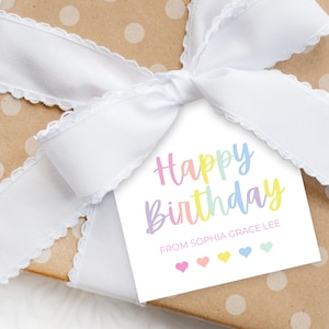Personalized Kids Gift Tag | Pastel Round Gift Tag for Girls | Custom ...