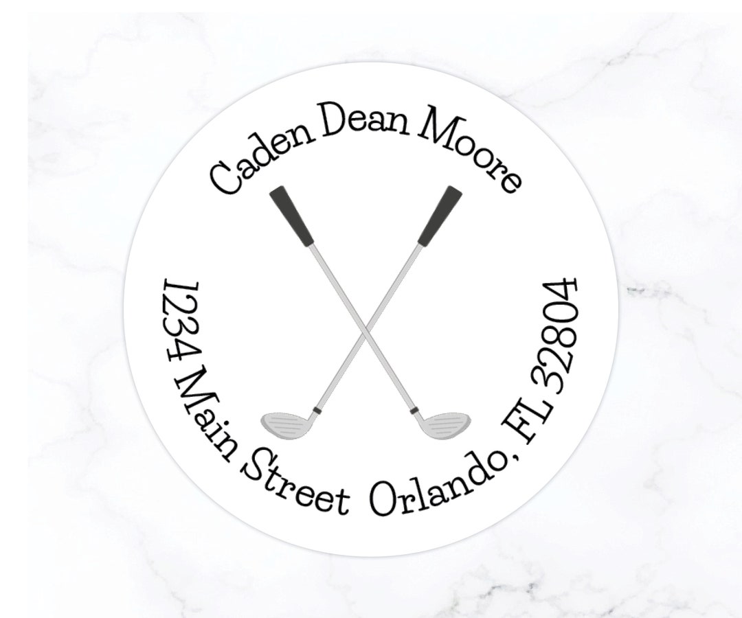 Golf Return Address Labels | Personalized Round Golf Address Labels for ...
