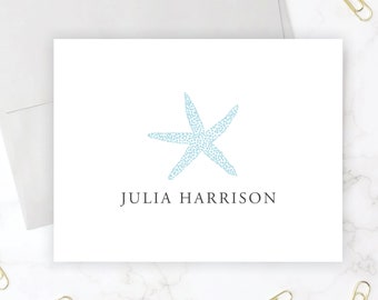 Starfish Note Card Set of 10 in White or Light Ivory With - Etsy