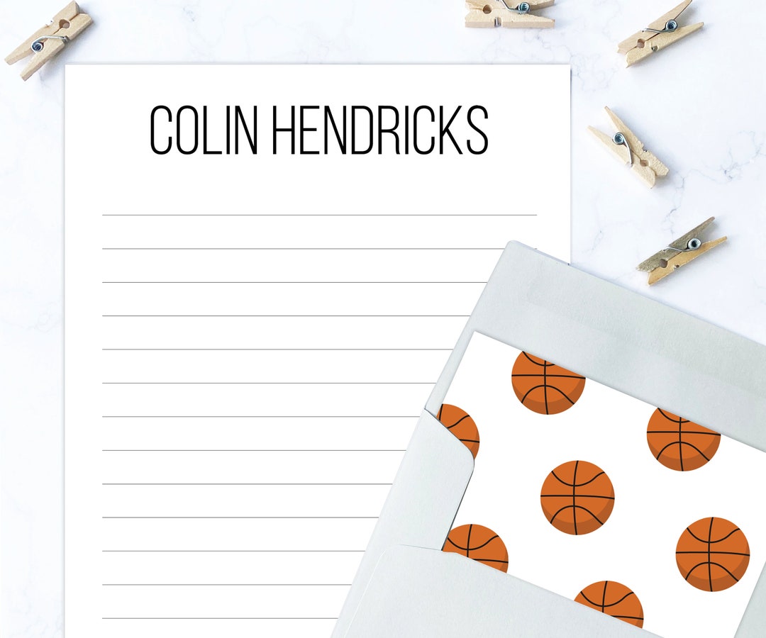 Basketball Letter Writing Set Basketball Stationary Stationery Set ...