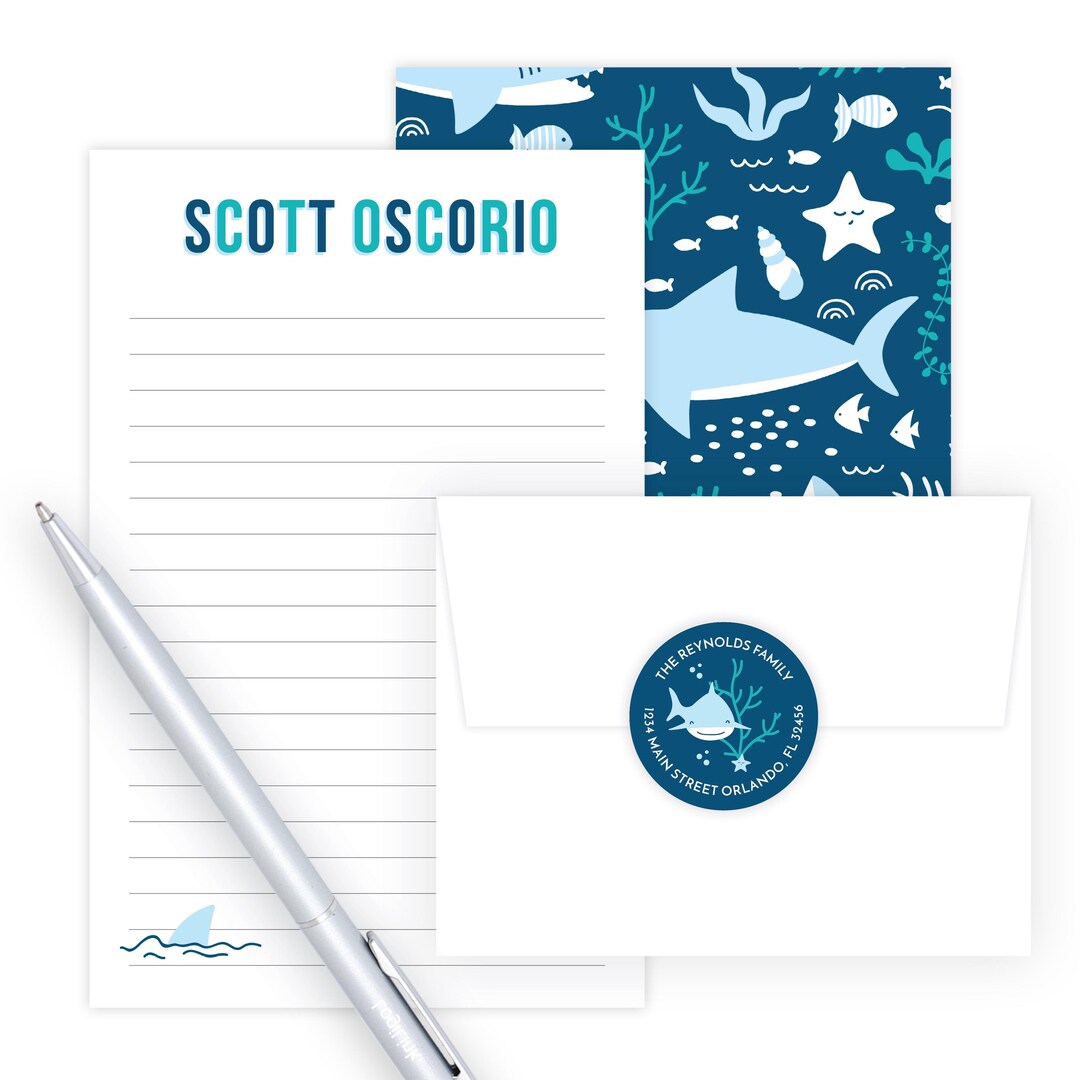 Kids Shark Letter Writing Set | Shark Stationery Set | Boys Stationary ...