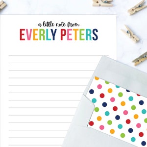 Kids Letter Writing Set Girls Lined Stationery Paper Rainbow Polka Dot ...