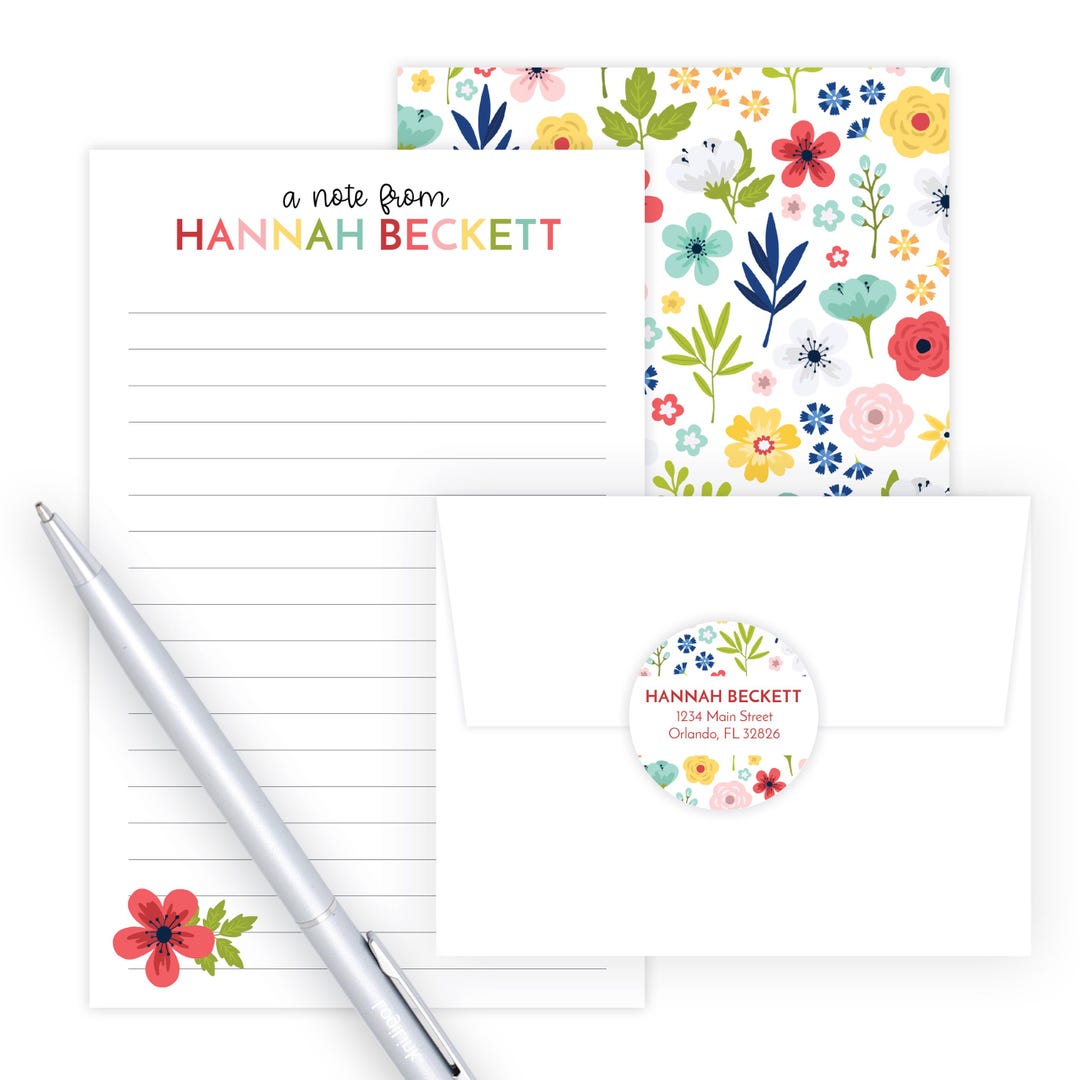 Kids Letter Writing Set | Girls Lined Stationery Paper Floral Print ...