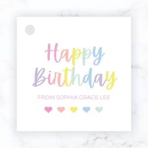 Personalized Kids Gift Tag | Pastel Round Gift Tag for Girls | Custom ...