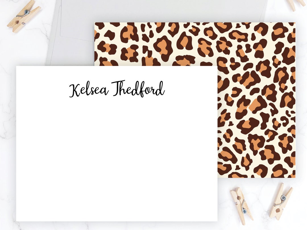 Leopard Stationery Set | Womens Personalized Leopard Print Stationary ...