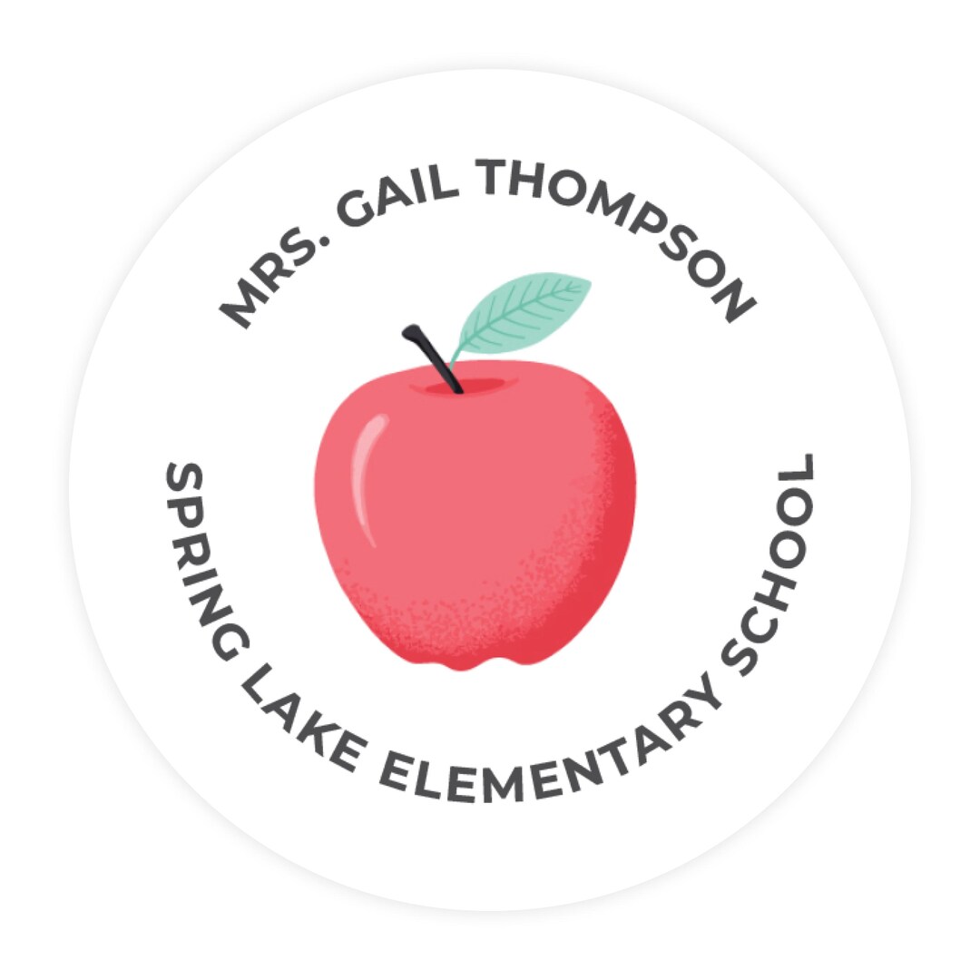 Teacher Return Address Labels | Round Address Sticker | Book Stack ...