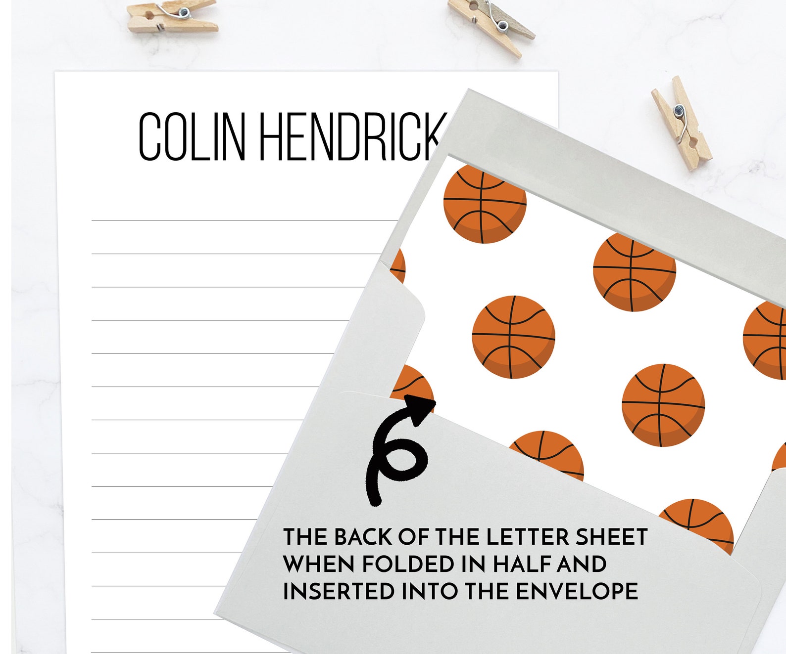 Basketball Letter Writing Set Basketball Stationary | Etsy