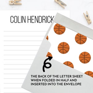 Basketball Letter Writing Set Basketball Stationary Stationery Set ...