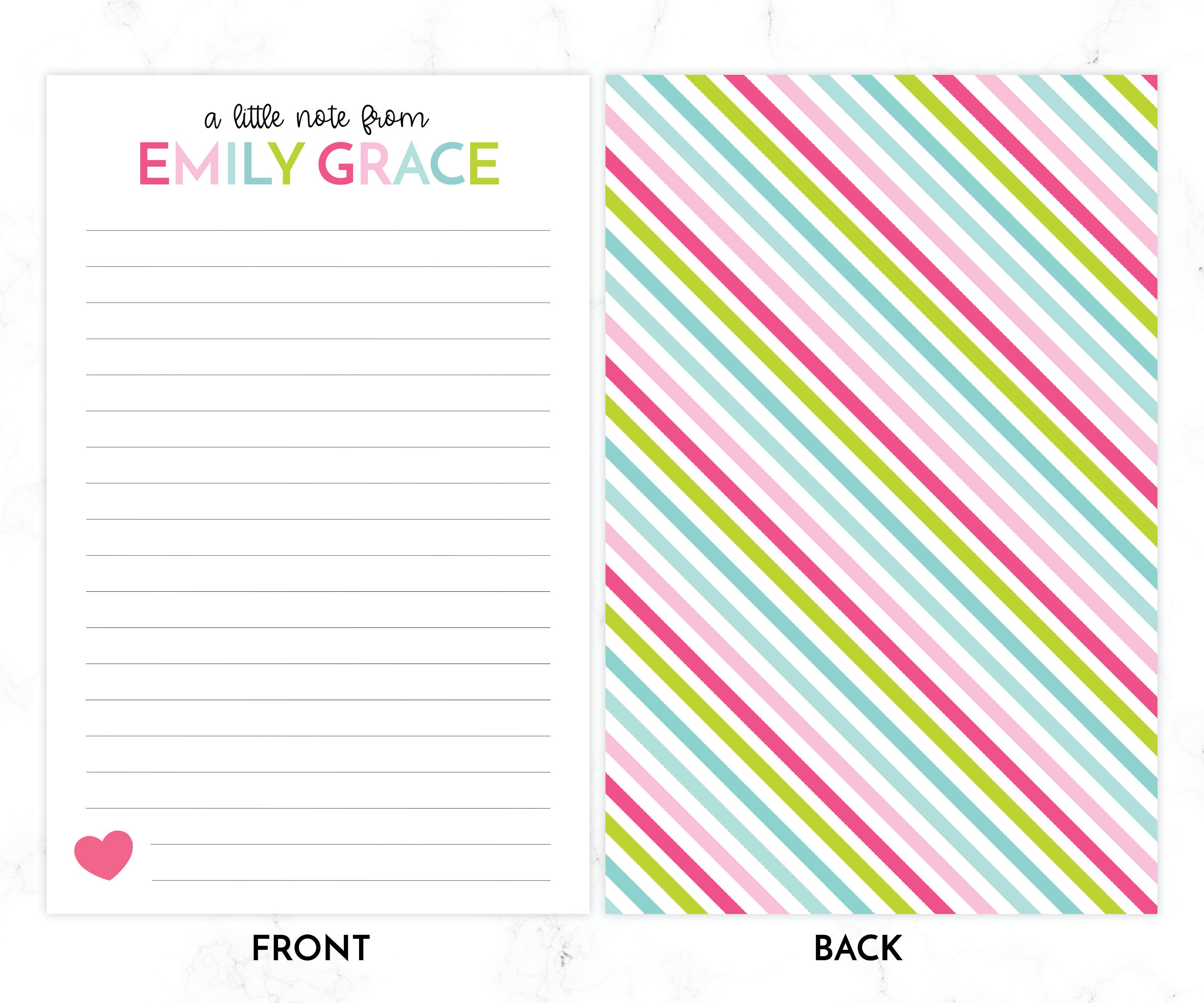 Kids Letter Writing Set Girls Lined Stationery Paper Rainbow | Etsy