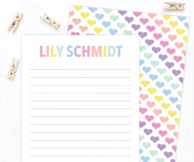 Kids Letter Writing Set Girls Stationery Paper Rainbow Heart - Etsy