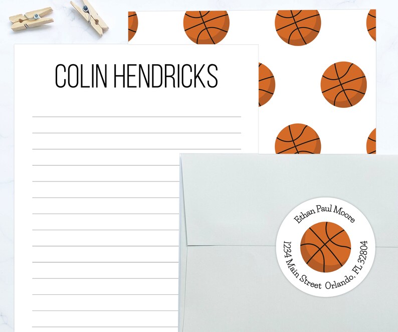 Basketball Letter Writing Set Basketball Stationary - Etsy