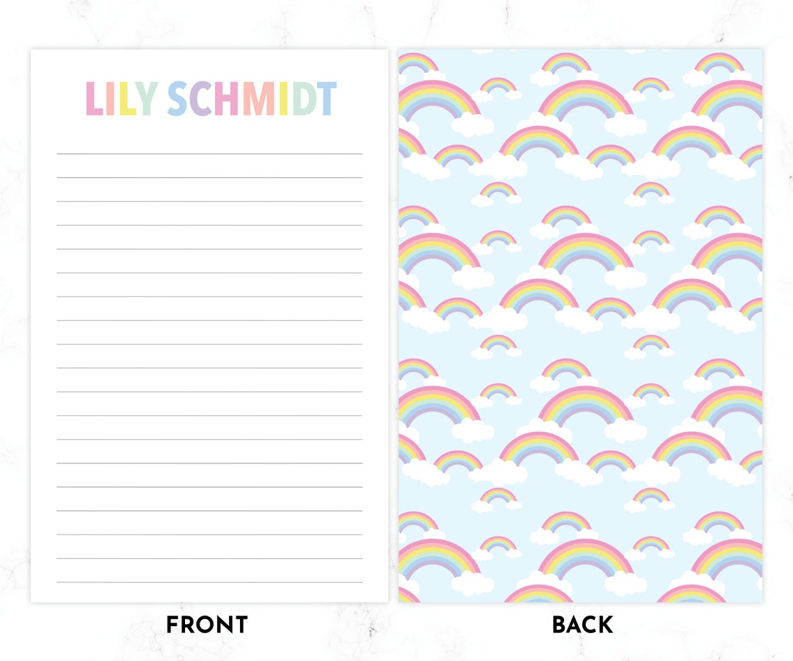 Kids Letter Writing Set Girls Stationery Paper Rainbow | Etsy