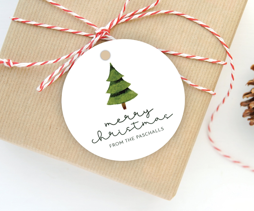 Personalized Christmas Gift Tag | Christmas Tree 3" Round Gift Tag ...