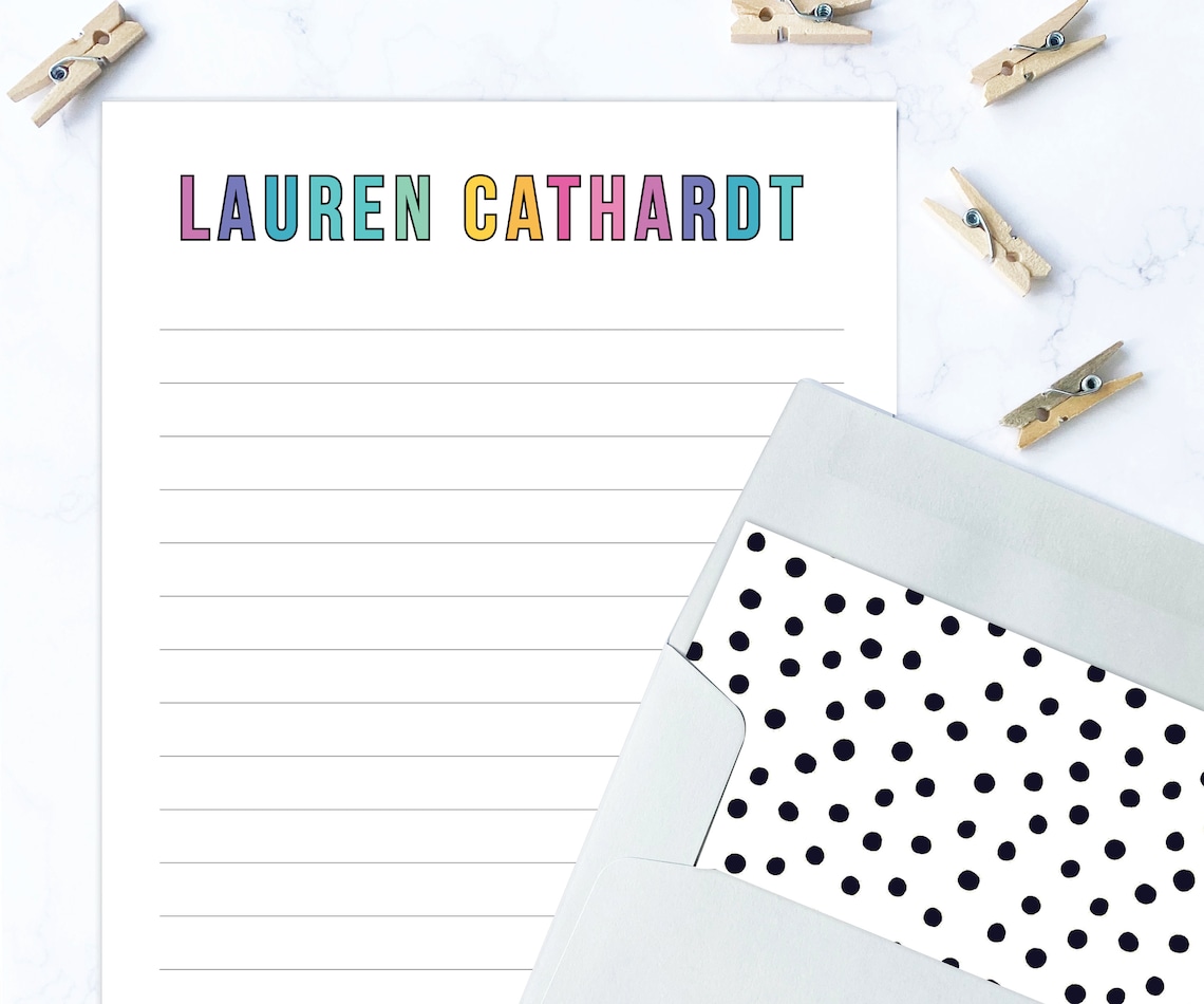 Kids Letter Writing Set Girls Lined Stationery Paper Polka | Etsy
