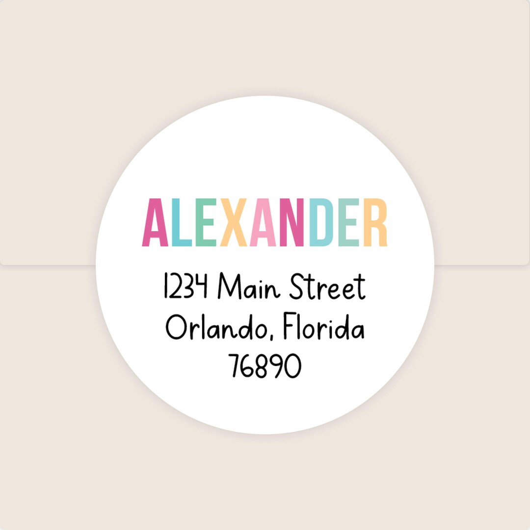 Round Return Address Labels | Colorful Family 2