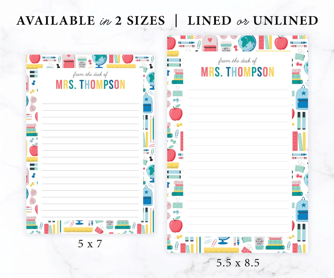Teacher Notepad Personalized Teacher Notepad Teacher - Etsy
