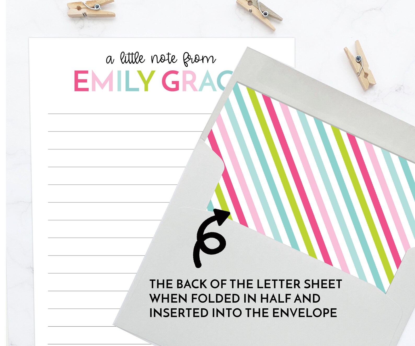 Kids Letter Writing Set Girls Lined Stationery Paper Rainbow - Etsy