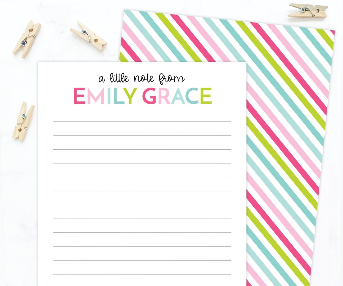 Kids Letter Writing Set Girls Lined Stationery Paper Rainbow - Etsy