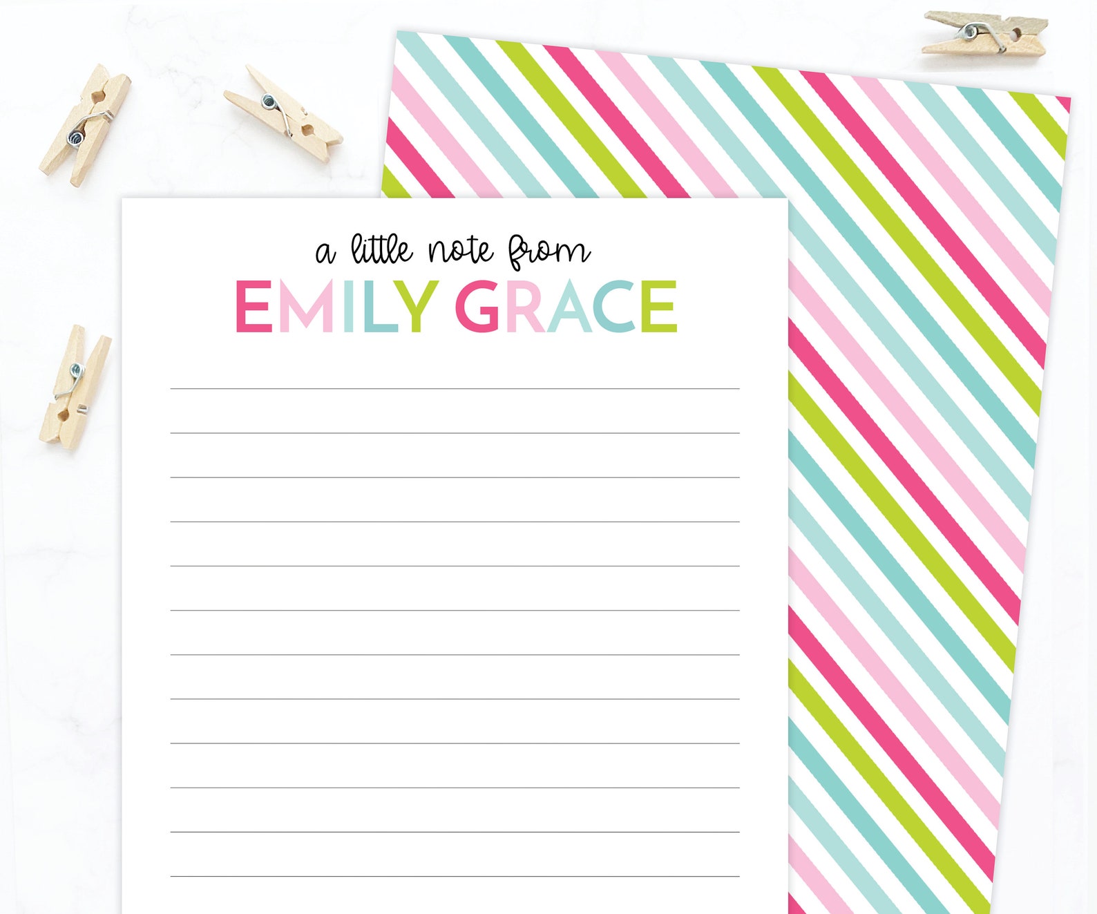 Kids Letter Writing Set Girls Lined Stationery Paper Rainbow - Etsy