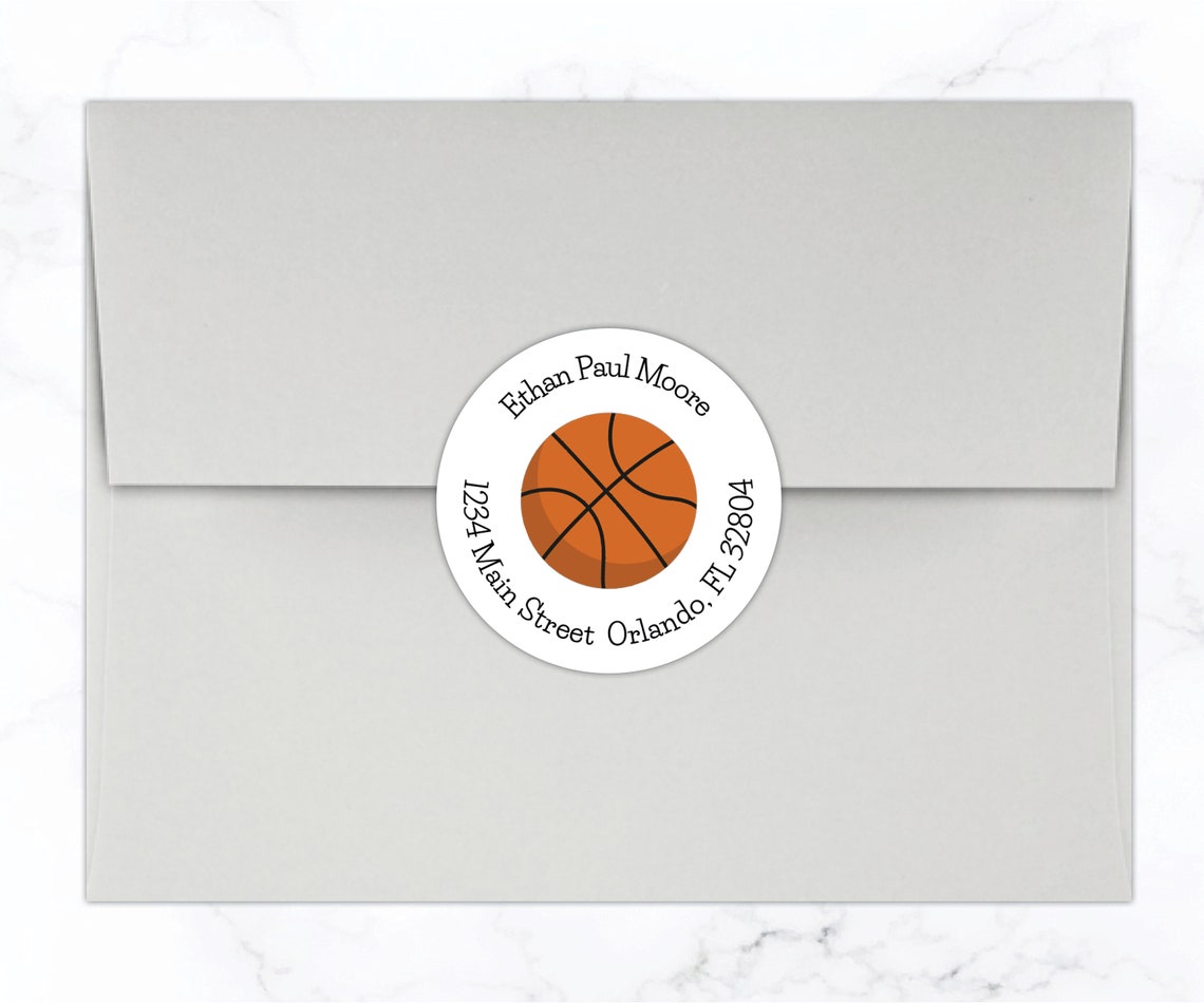 Basketball Return Address Labels 2 Round Stickers - Etsy