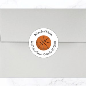 Basketball - Return Address Labels - 2" Round Stickers - Glossy or ...