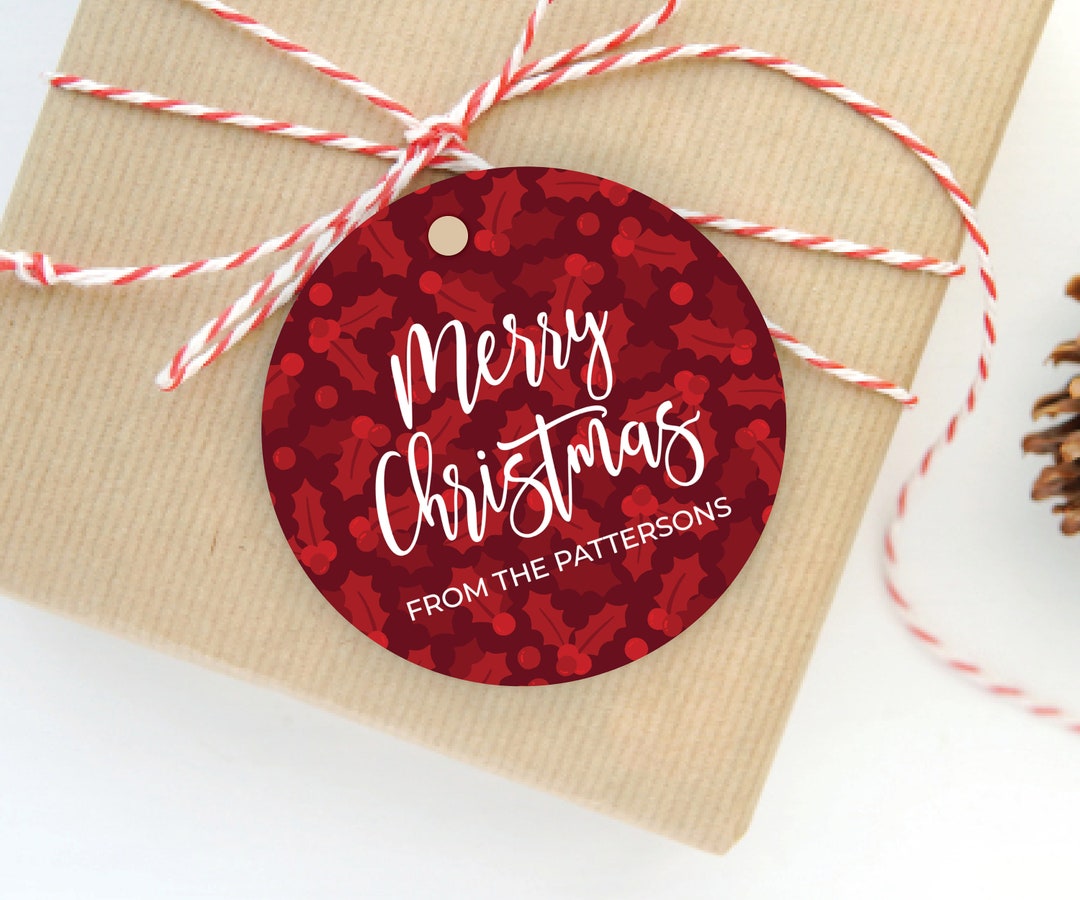 Personalized Christmas Gift Tag | 3" Round Holiday Gift Tag | Hang Tag ...