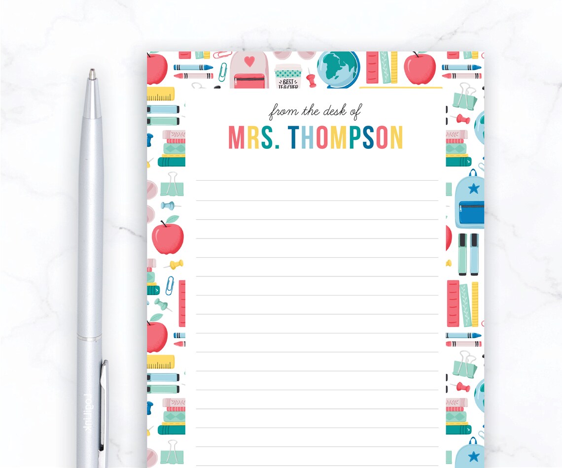 Teacher Notepad Personalized Teacher Notepad Teacher - Etsy