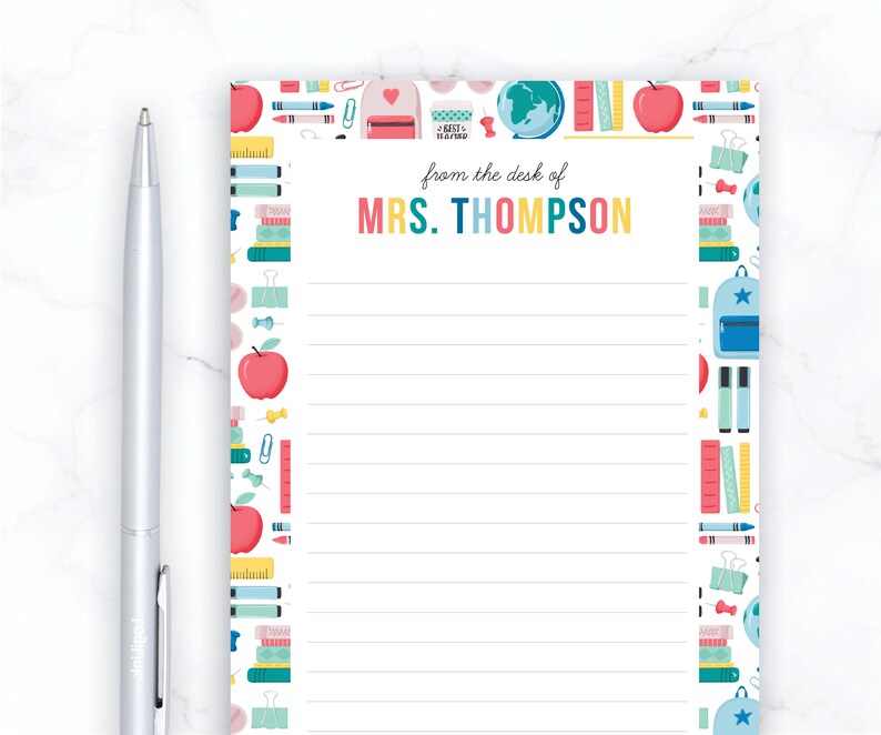 Teacher Notepad Personalized Teacher Notepad Teacher - Etsy