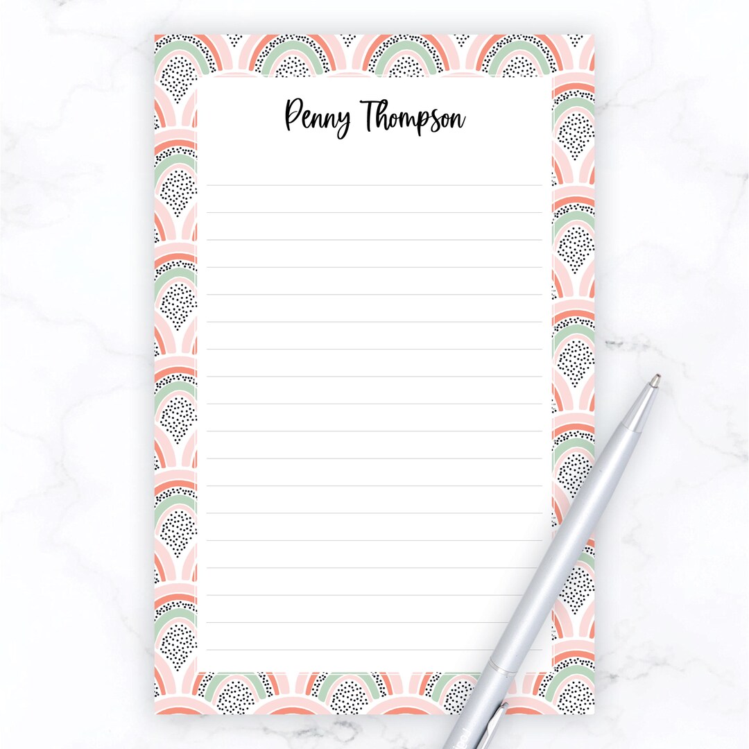 Art Deco Personalized Notepad | 5x7 Notepad Modern Pink | 5.5x8.5 ...