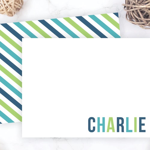 Personalized Flat Note Cards Kids Boys Custom Notecards | Etsy