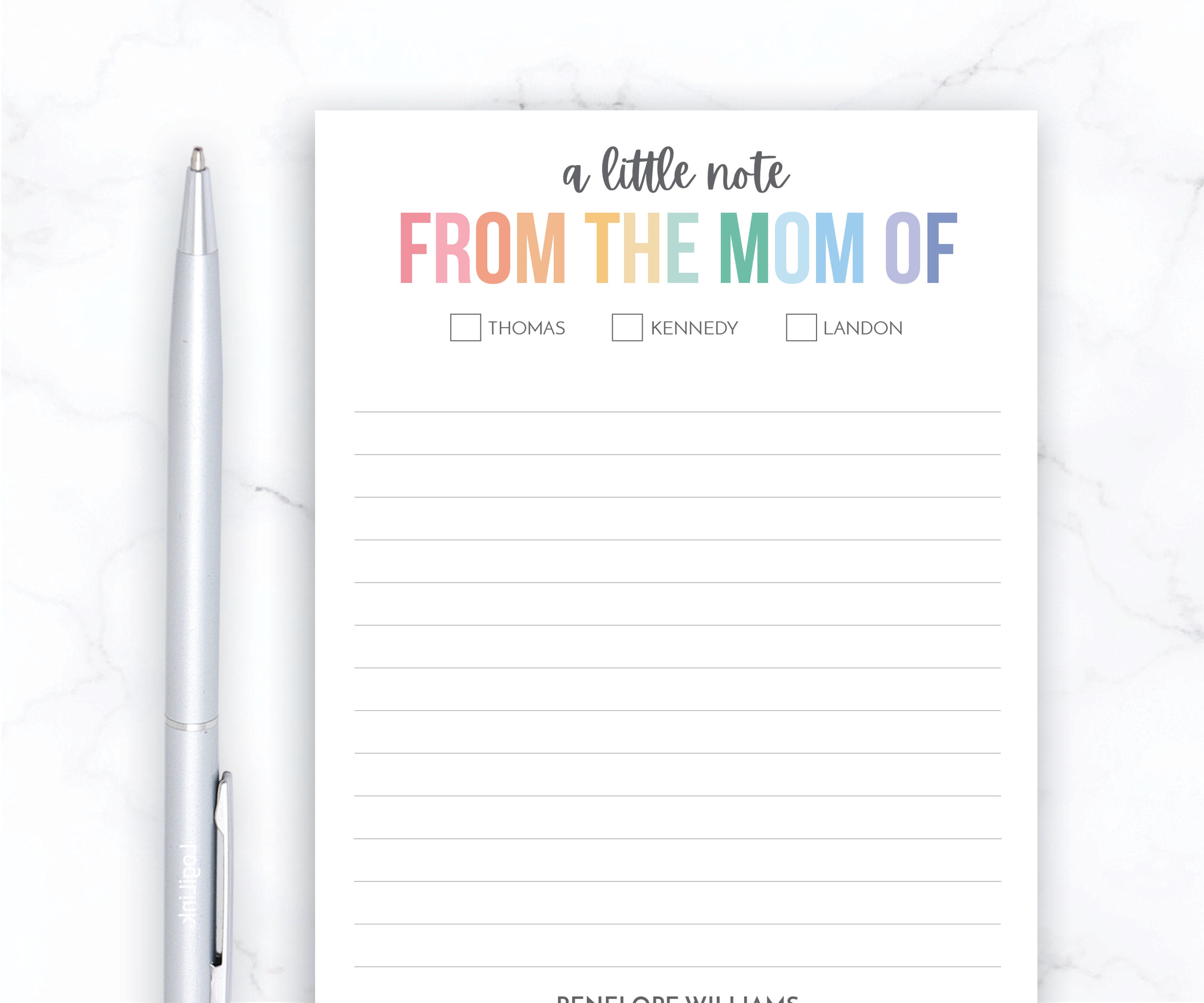 From the Mom of Notepad Pastel Notepad 5x7 Mom Notepad - Etsy