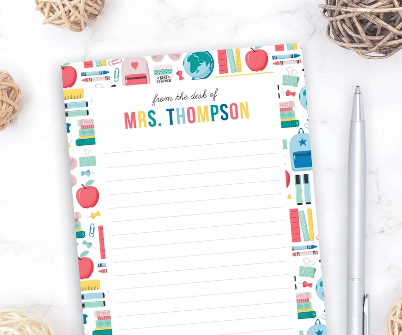 Teacher Notepad Personalized Teacher Notepad Teacher - Etsy
