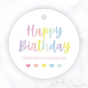 Personalized Kids Gift Tag | Pastel Round Gift Tag for Girls | Custom ...