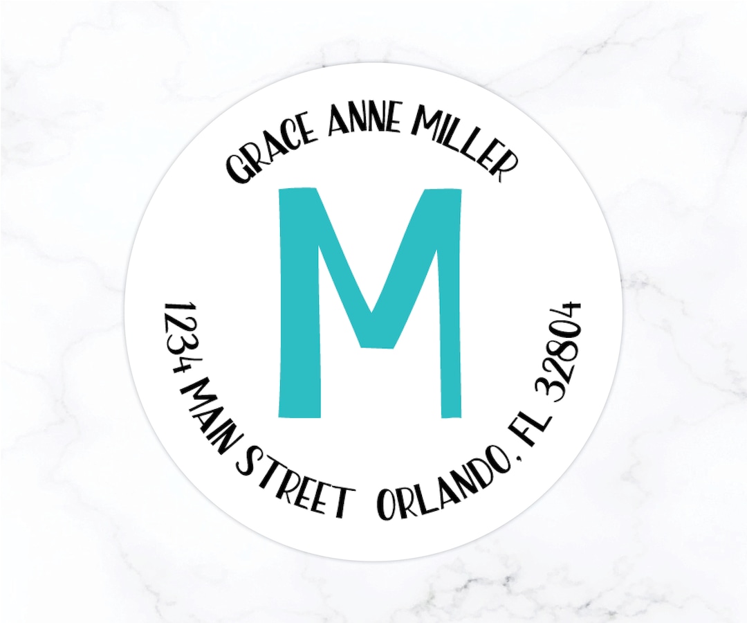Girls Monogram Return Address Label 2" Round Sticker Tag Matching ...