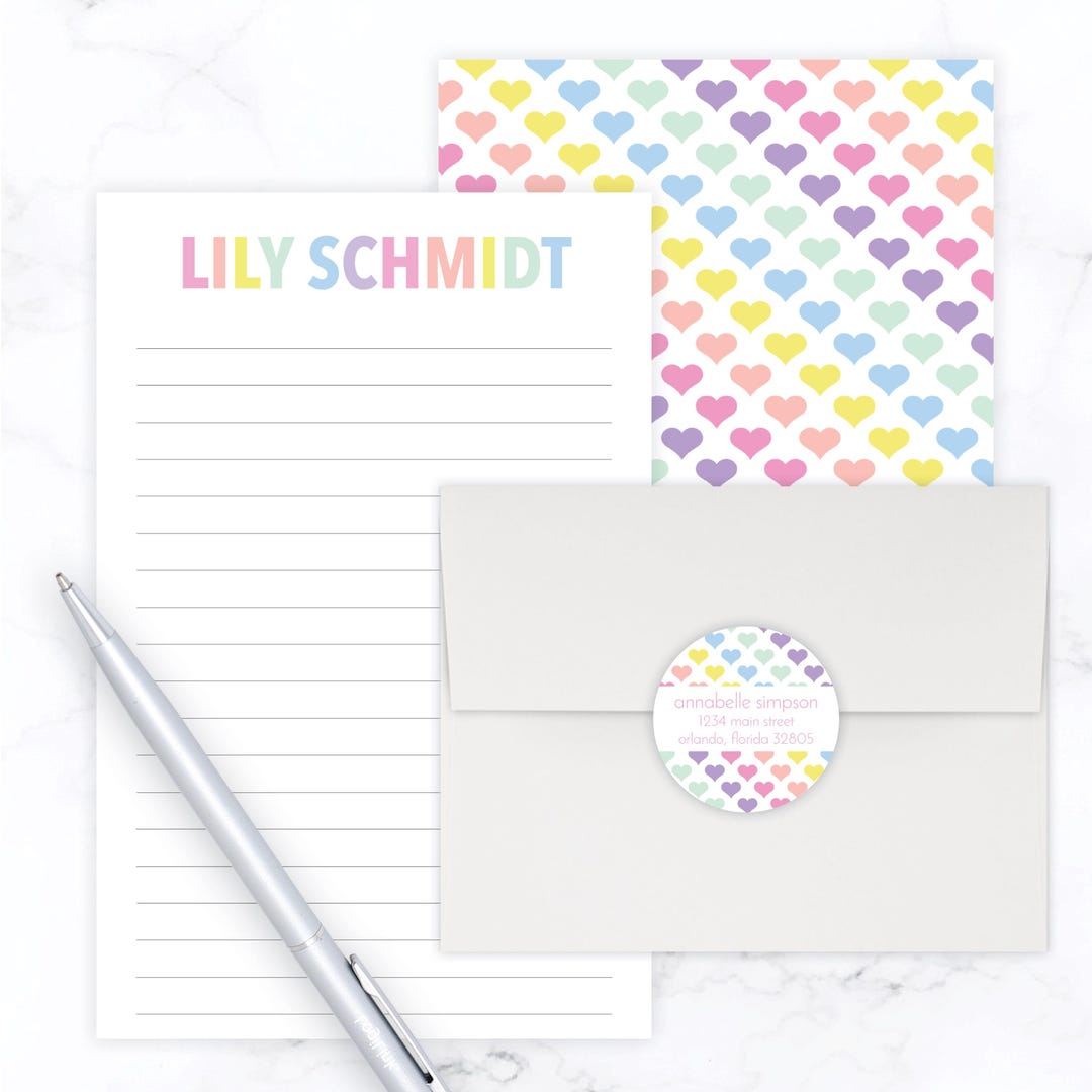Kids Letter Writing Set | Girls Stationery Paper Rainbow Heart | Camp ...