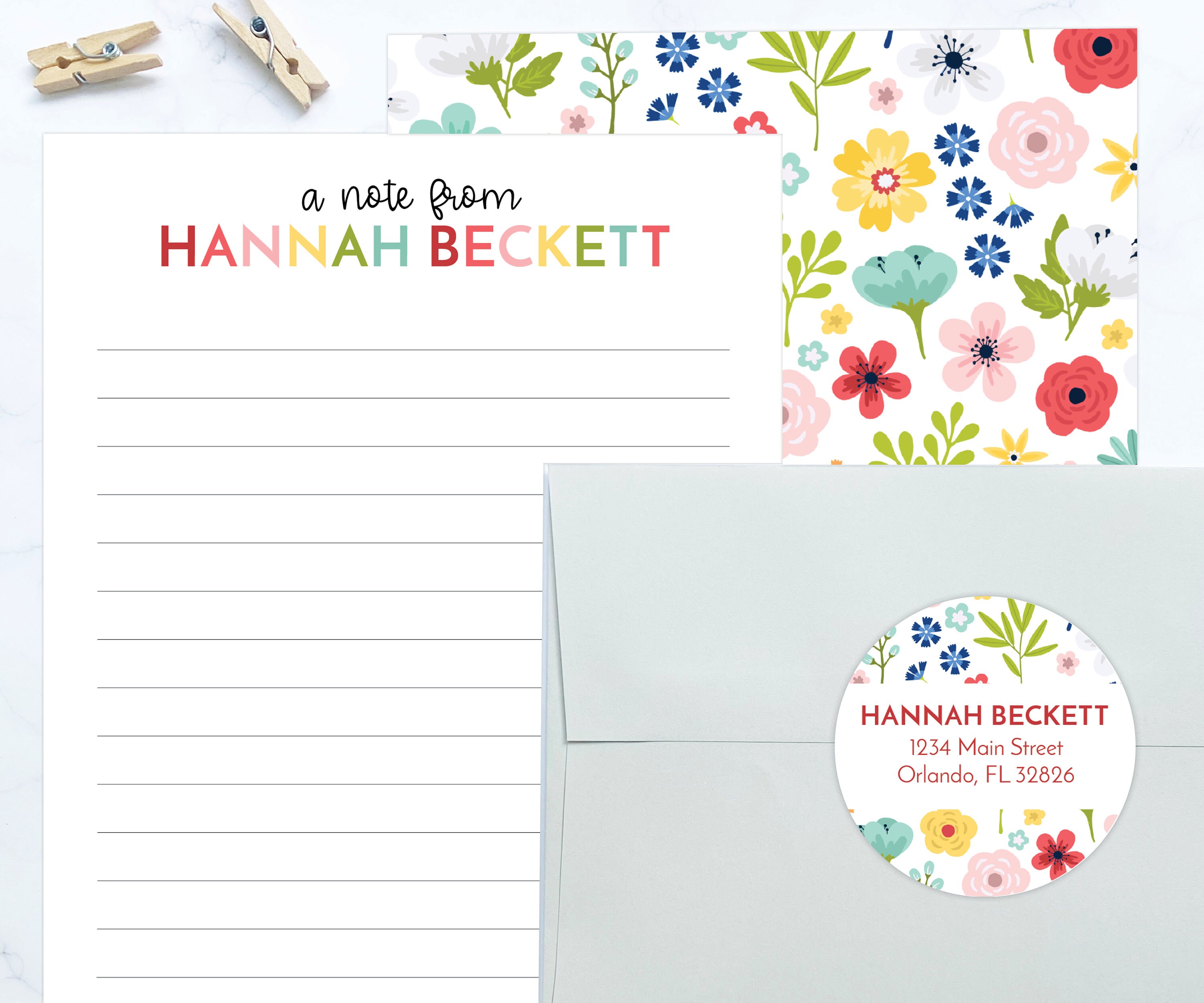 Kids Letter Writing Set Girls Lined Stationery Paper Floral - Etsy