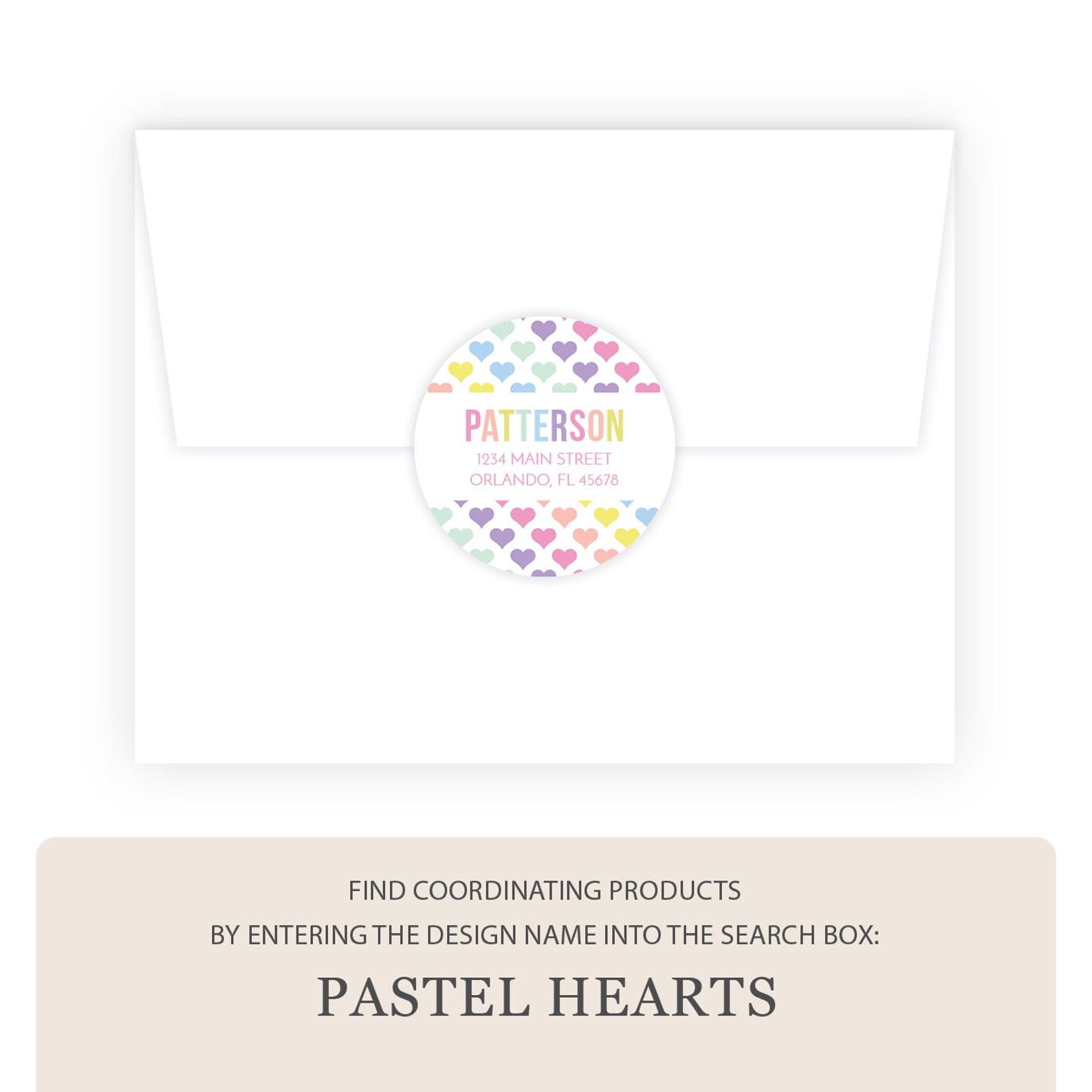 Rainbow Hearts Return Address Labels | 2 Inch Round Sticker Stationery ...