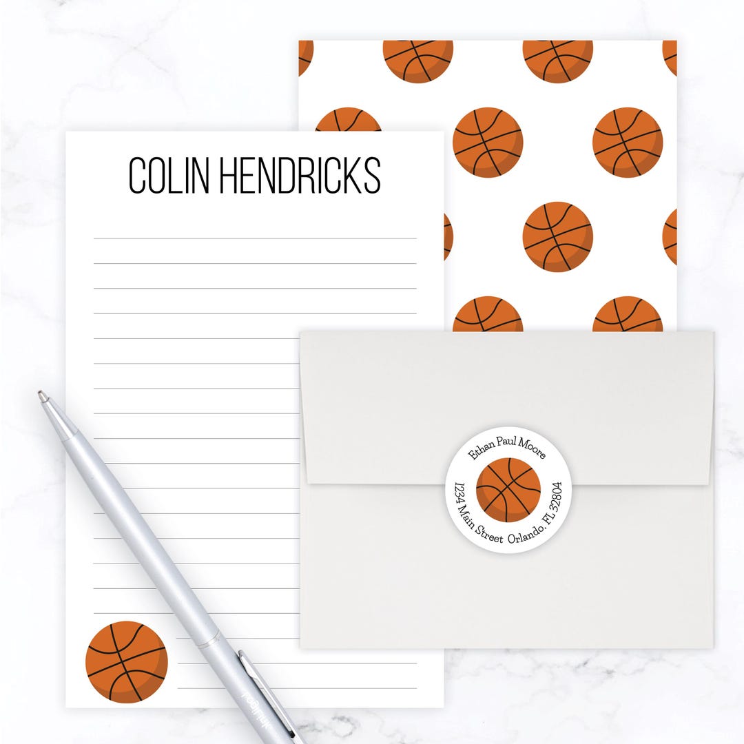 Basketball Letter Writing Set | Basketball Stationary Stationery Set ...