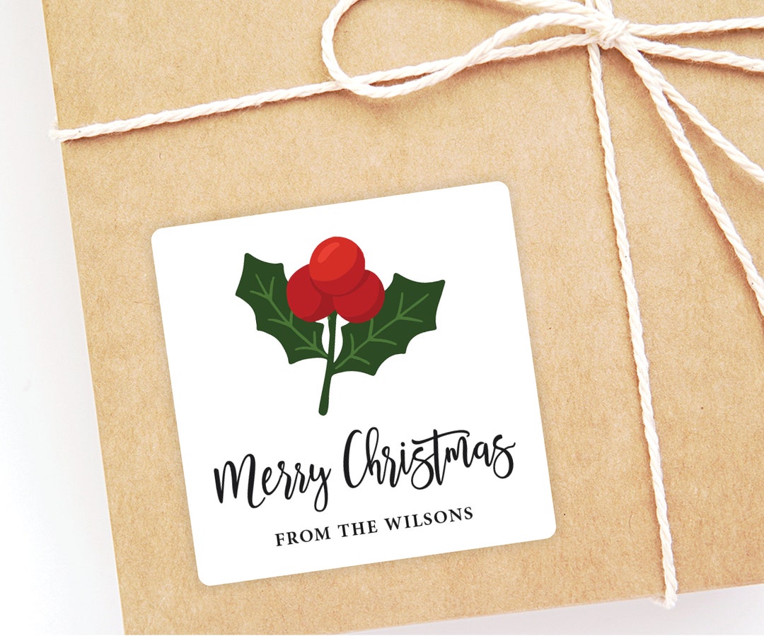 Personalized Christmas Gift Labels | Square Holiday Gift Sticker | 2 ...