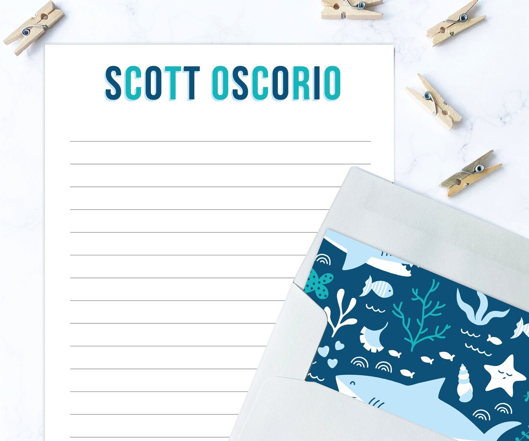 Kids Letter Writing Set Shark Stationery Set Boys Stationary Set Ocean ...