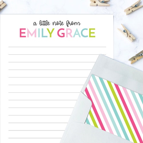 Kids Letter Writing Set Girls Stationery Paper Rainbow - Etsy