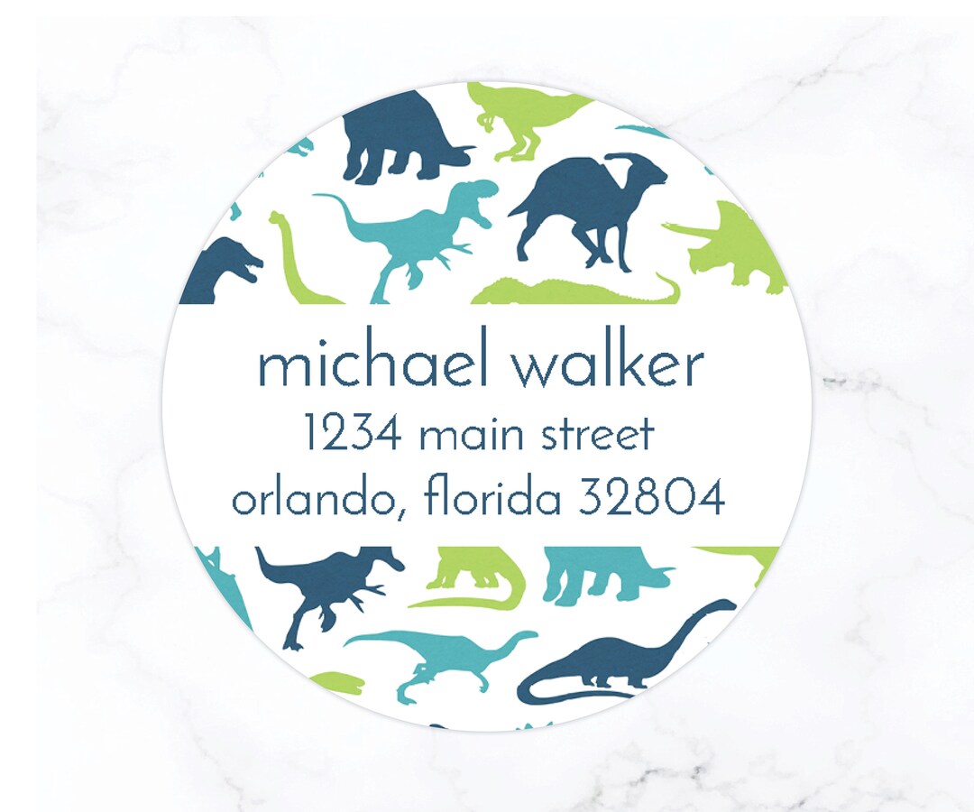 Dinosaur Return Address Label | Dino Address Label Stickers | 2 Inch ...