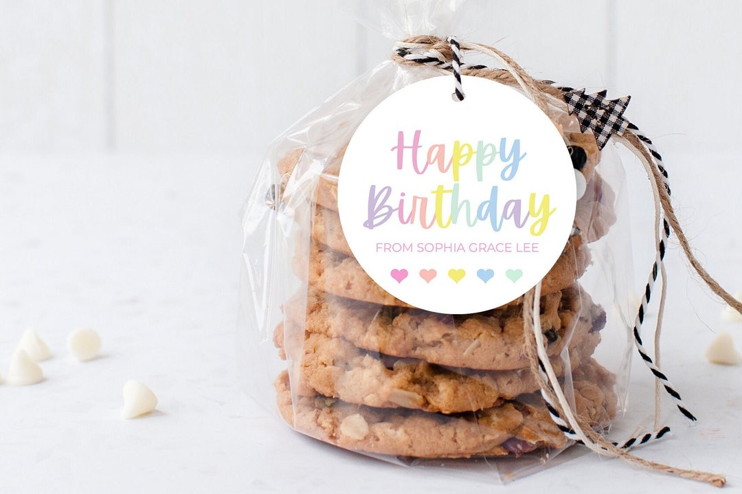 Personalized Kids Gift Tag | Pastel Round Gift Tag for Girls | Custom ...