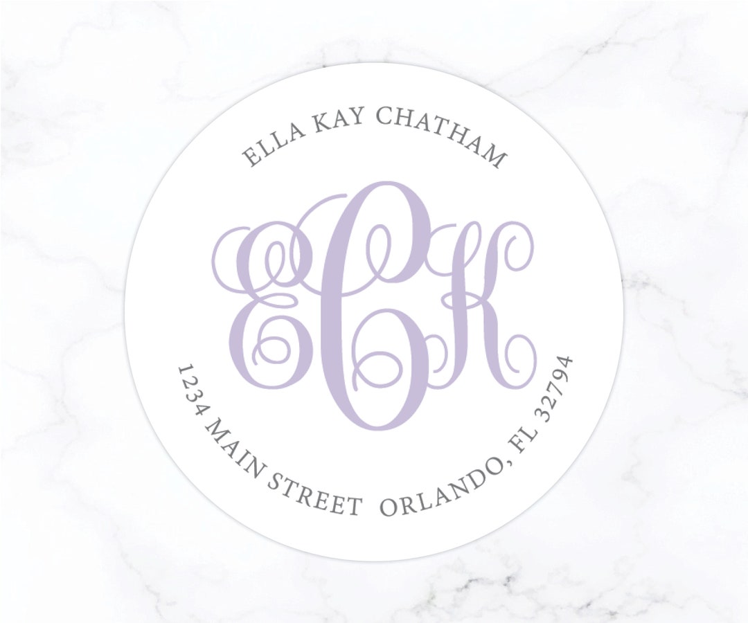 Monogrammed Return Address Labels | Round Address Label Sticker | 2 ...