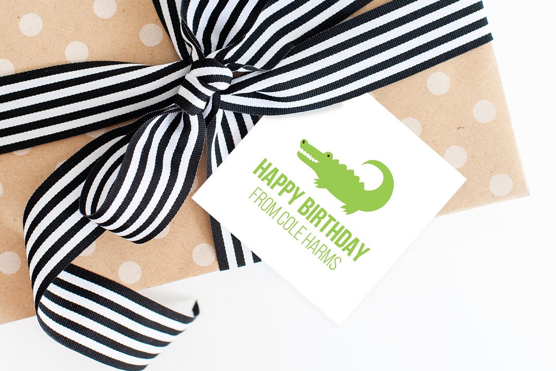 Personalized Alligator Gift Tag | Gator Round Gift Tag for Boys ...