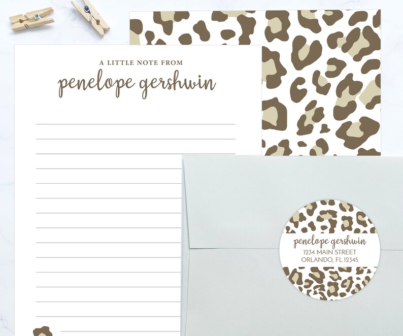 Leopard Print Kids Letter Writing Set Letter Paper Kit Pen - Etsy