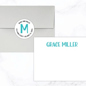 Girls Monogram Return Address Label 2" Round Sticker Tag Matching ...