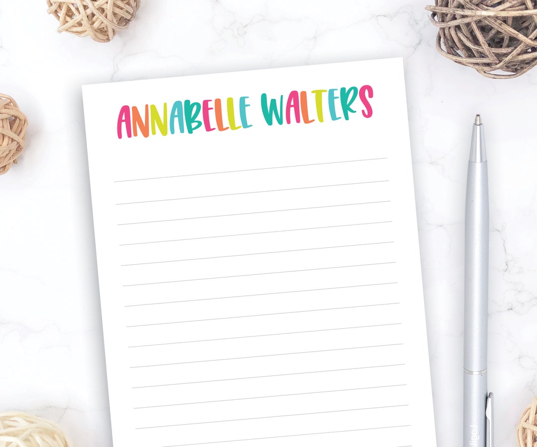 Personalized Notepad Bright Colorful 5x7 Notepad 5.5x8.5 Notepad Fun ...